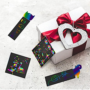 lyfLux 146 PCS Animal Scratch Bookmarks Art, Rainbow Magic Scratch Paper Art Kit for Birthday Parties, Game Activities, DIY Crafts, Decorations