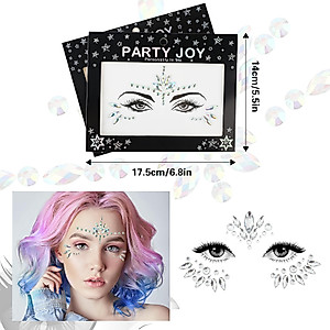 simarro Halloween Face Gems, 3 Sets of Temporary Tattoos Face Sticker Glitter Gemstones Rhinestones Eyes Face Body Tattoos for Music Festival Party Makeup Outfit Accessories