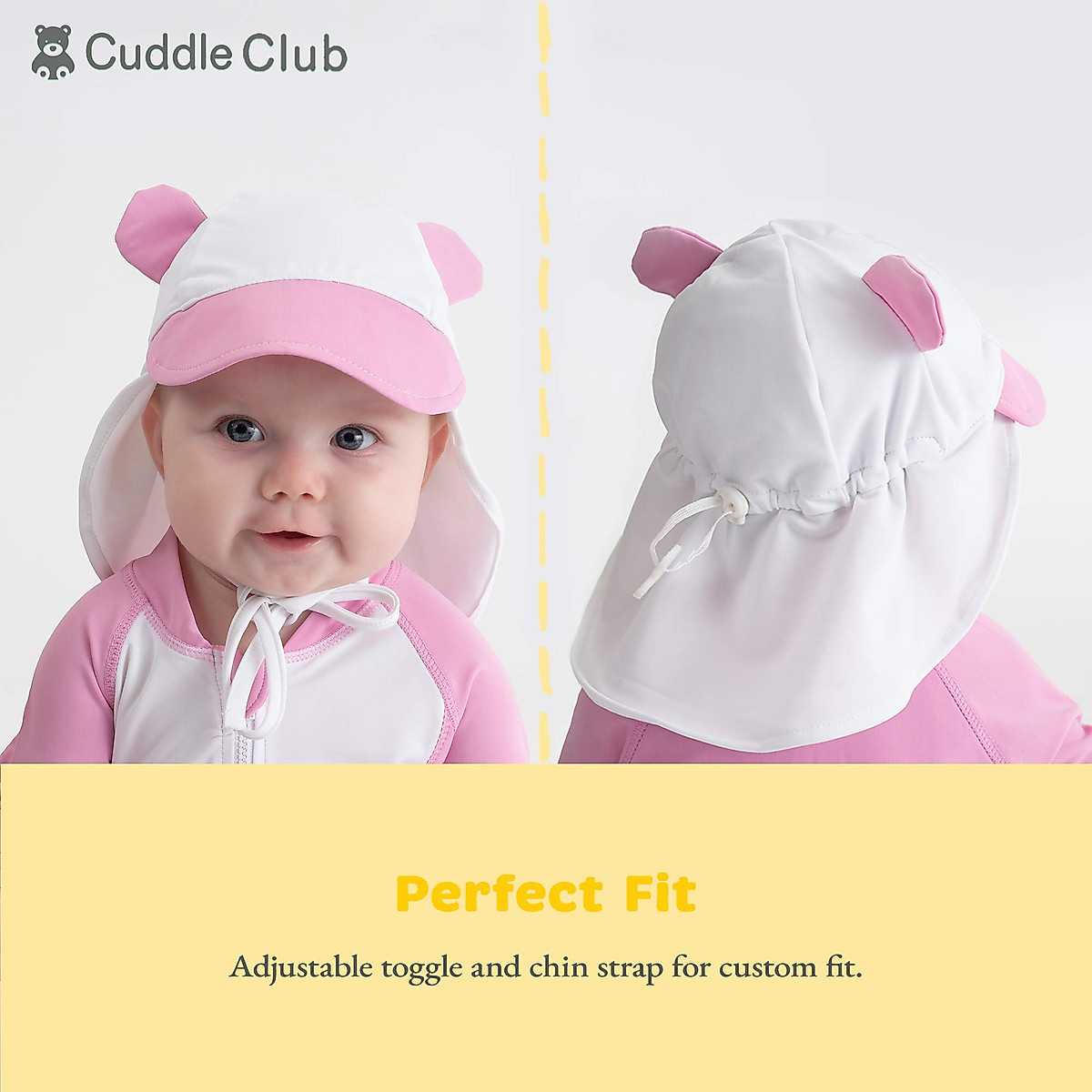 Cuddle Club Baby and Toddler Adjustable Sun Hat | UPF 50+ All-Day UV Protection for Infant's Head & Neck - Duck M