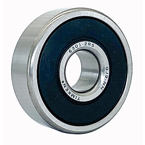 2PACK TIMKEN 6301-2RS Double Rubber Seal Bearings 12x37x12mm, Pre-Lubricated and Stable Performance and Cost Effective, Deep Groove Ball Bearings