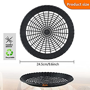 WYOMER 15 Pack 10'' White Plastic Paper Plate Holder, Hollow Paper Plate Special Holder,Imitation Rattan Weaving Reusable Plate Holder (Black)