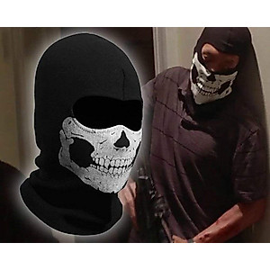 Aikuer Black Balaclava Ghosts Skull Full Face Mask, Windproof Ski Mask Motorcycle Face Masks Tactical Balaclava Hood for Men Women Youth Halloween Cosplay Outdoor Sport Cycling Skiing Hiking