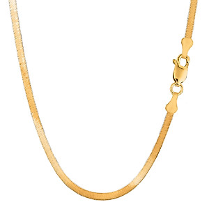 Jewelry Affairs 14k Yellow Solid Real Gold Imperial Herringbone Chain Necklace, 4.0mm (16 Inches)