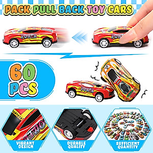 Vinsot 60pcs Pull Back Toy Cars, Mini Die Cast Race Cars Vehicles Bulk, Party Favors Car Toys, Treasure Box Toys Goodie Bag Stuffers, Christmas Birthday Party Gift for Kids Girls Boys(Style A)