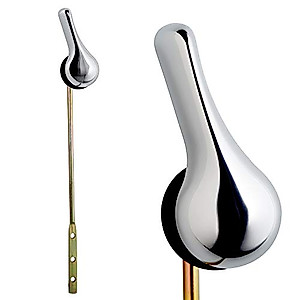 Qualihome Toilet Handle Lever Flush Replacement, Front Mount, Chrome, Universal Fitting