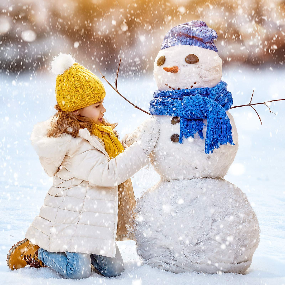 WILLBOND 24 Pcs White Faux Fur Pom Poms for Hats Faux Fluffy Pom Pom Balls with Elastic Loop 3.15" DIY Knitting Hat Pompoms for Keychains Shoes Scarves Bags Charms Crafts Accessories