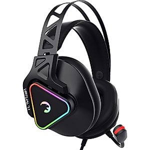 GAMEPOWER Kizaru USB Gaming Headset - 7.1 Virtual Surround Sound, Wired RGB Led Headphones with 53MM Drivers, Comfort Design, 360 Spatial Audio, Noise Cancelling Mic PC, Laptop, Black
