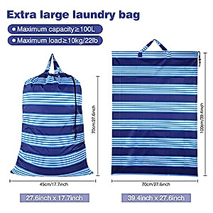 MAIBGALH Laundry Bag with Handles and Drawstring Closure, Laundry Bags Extra Large Heavy Duty, Laundry Room and Dorm Room Essentials, Suitable for Travel and Outdoors, Blue 2 Pack.