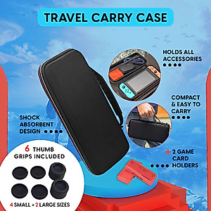 TalkWorks Super Combo Pack Accessories for Nintendo Switch - 2 Grips, 2 Wheel Controller Grips, 2 Game Card Holders, 1 Charging Dock, Thumb Grips, USB-C Cable, Switch Stand, Screen Protector