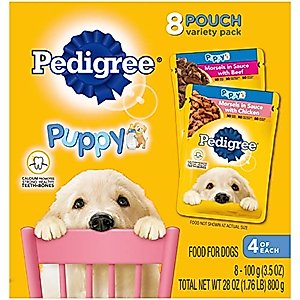 PEDIGREE PUPPY Soft Wet Dog Food 8-Count Variety Pack, 3.5 oz Pouches