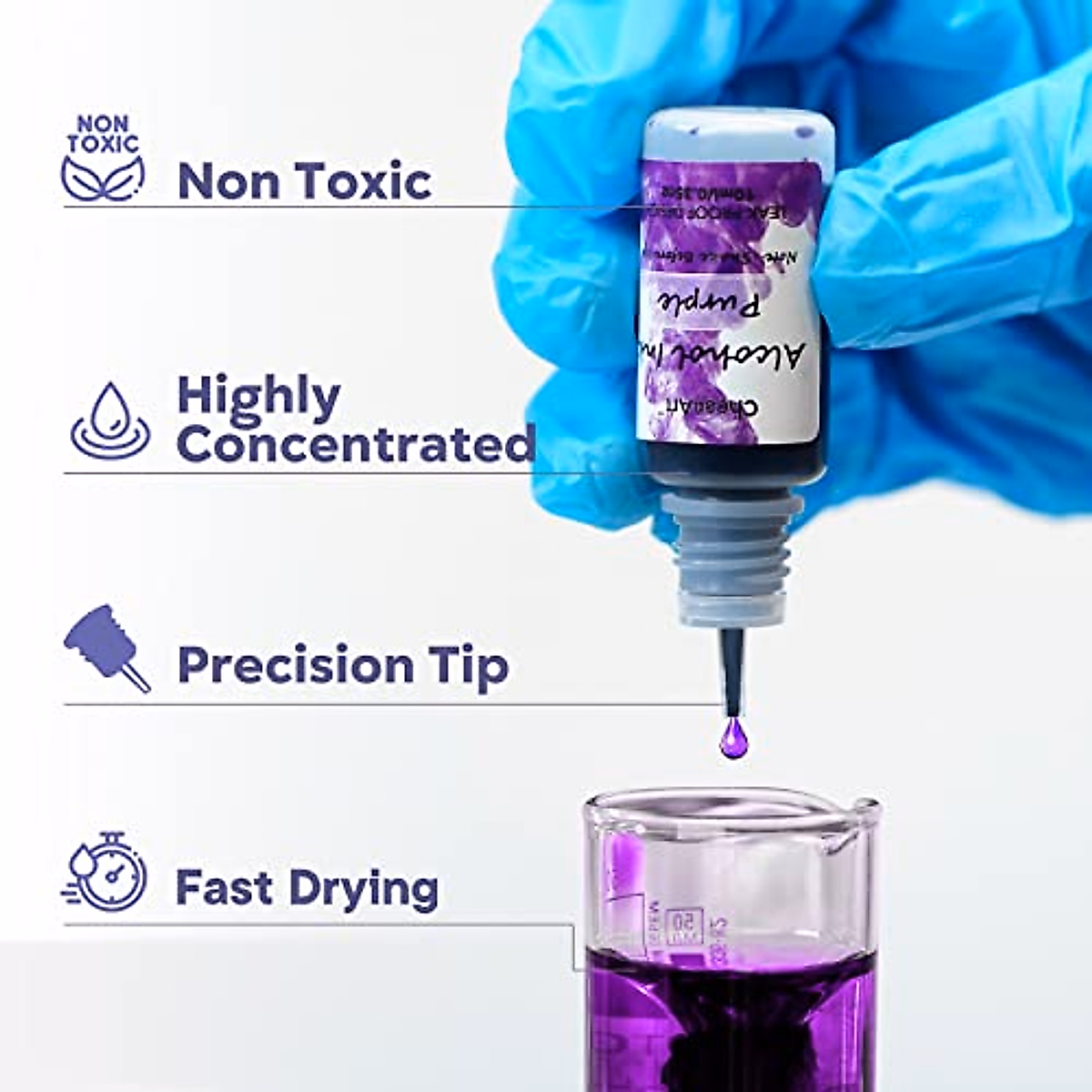 Alcohol Ink for Epoxy Resin - 24 Bottles Alcohol-Based Ink Set Vibrant Color High Concentrated Alcohol Paint Pigment Resin Ink for Resin Dye Crafts Tumblers Acrylic Fluid Art Painting, 10ml/0.35 fl oz