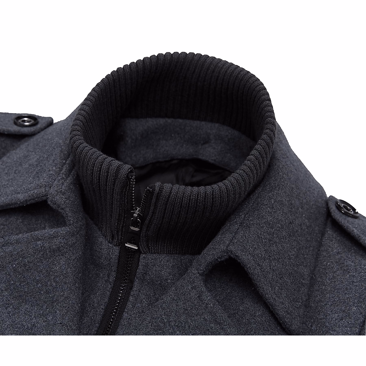 APTRO Men's Pea Coat Wool Jacket Windbreaker Single Breasted Winter Coat 1108 Dark Grey M