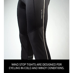 AERO|TECH|DESIGNS | Men's Windstop Padded Cycling Tights | Black | Large