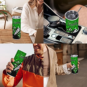 Ioracida Personalized Cheer Insulated Stainless Steel Tumbler with Lid and Straw, Casual Coffee Cup Mug for Cheerleader Coach, Custom Gifts for Cheer Mom Cheer Team, Green Glitter