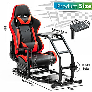 Hottoby Adjustable Sim Driving Simulator Cockpit with Red Seat Fits for Logitech/Thrustmaster G29,G920,G923&T300RS,Unobstructed Design for Both Legs Gaming Stand,No Steering Wheel,Handbrake & Pedal