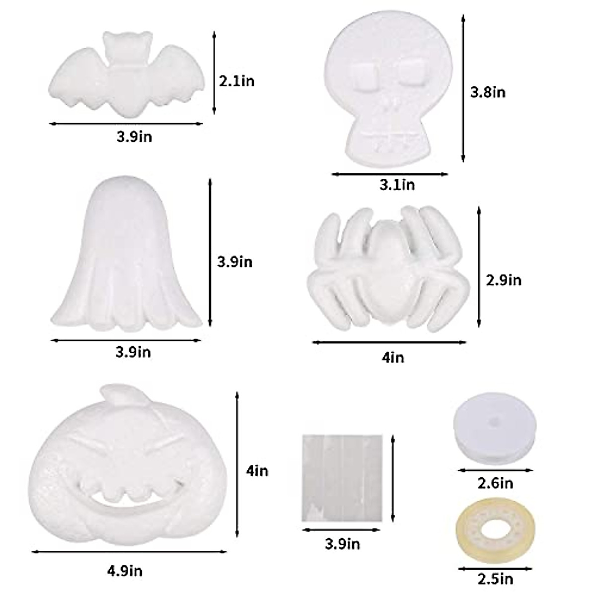 KIMOBER 30pcs Halloween Foam Decoration Kit,White Polystyrene Strofoam Hanging Ornament Set for Halloween Party Favors