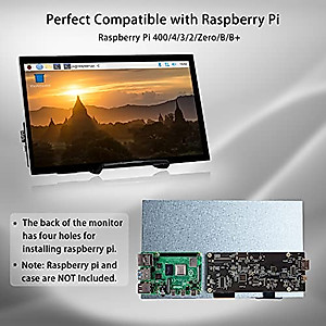 HAMTYSAN Raspberry Pi Screen, 10.1 Inch Touchscreen Monitor 1024x600 Small HDMI Monitor w/Stand, IPS LDC Screen Display for Raspberry Pi 400/4/3/2/Zero/B/B+ Jetson Nano Win11/10/8/7