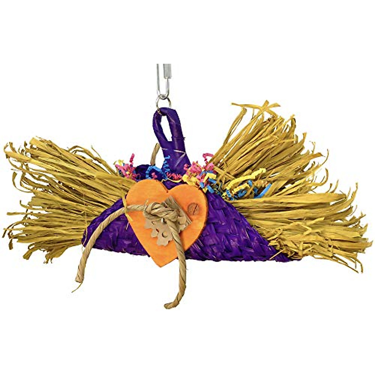 Bonka Bird Toys 950 Foraging Taco Shredding Parrot Toy, Brightly Colored Natural Raffia and Palm Leaf. Quality Product Hand Made in The USA.