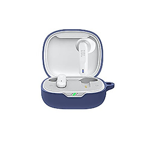 2 Pack DAYJOY Soft Silicone Protective Case Cover Compatible with JBL Wave 300TWS/VIBE 300TWS/JBL Vibe Flex Earbuds, Protective Skin Sleeve with Key Chain(Black+Blue)