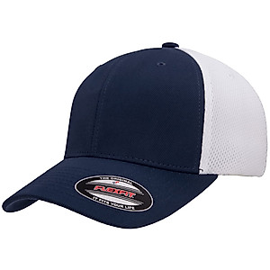 Flexfit Ultrafibre Airmesh Fitted Cap, Navy/White,Large-X-Large