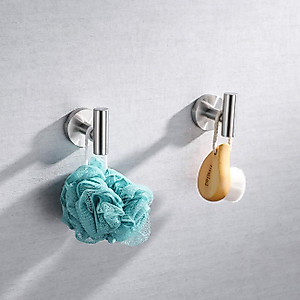 Miyili Bathroom Coat Hook SUS 304 Stainless Steel Towel/Robe Clothes Hook for Bath Kitchen Garage Heavy Duty Wall Mounted Brushed Finish 2 Pack, B01N2