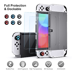 innoAura Switch OLED Accessories Bundle 19 in 1 Switch Bundle with Switch Case, Switch Game Case, Switch OLED Screen Protector, Switch Stand, Switch Thumb Grips (Gray)