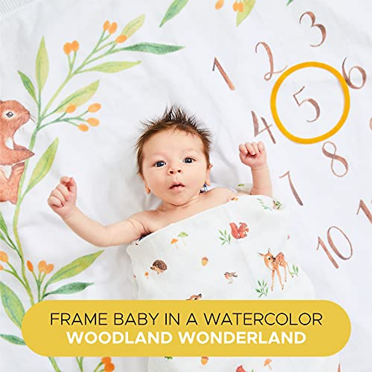 Baby Monthly Milestone Blanket Woodland - Baby Girl Gifts & Baby Boy Gifts - Watch Me Grow Woodland Nursery Décor - European Design - Gender Neutral for Newborn Girl & Boy