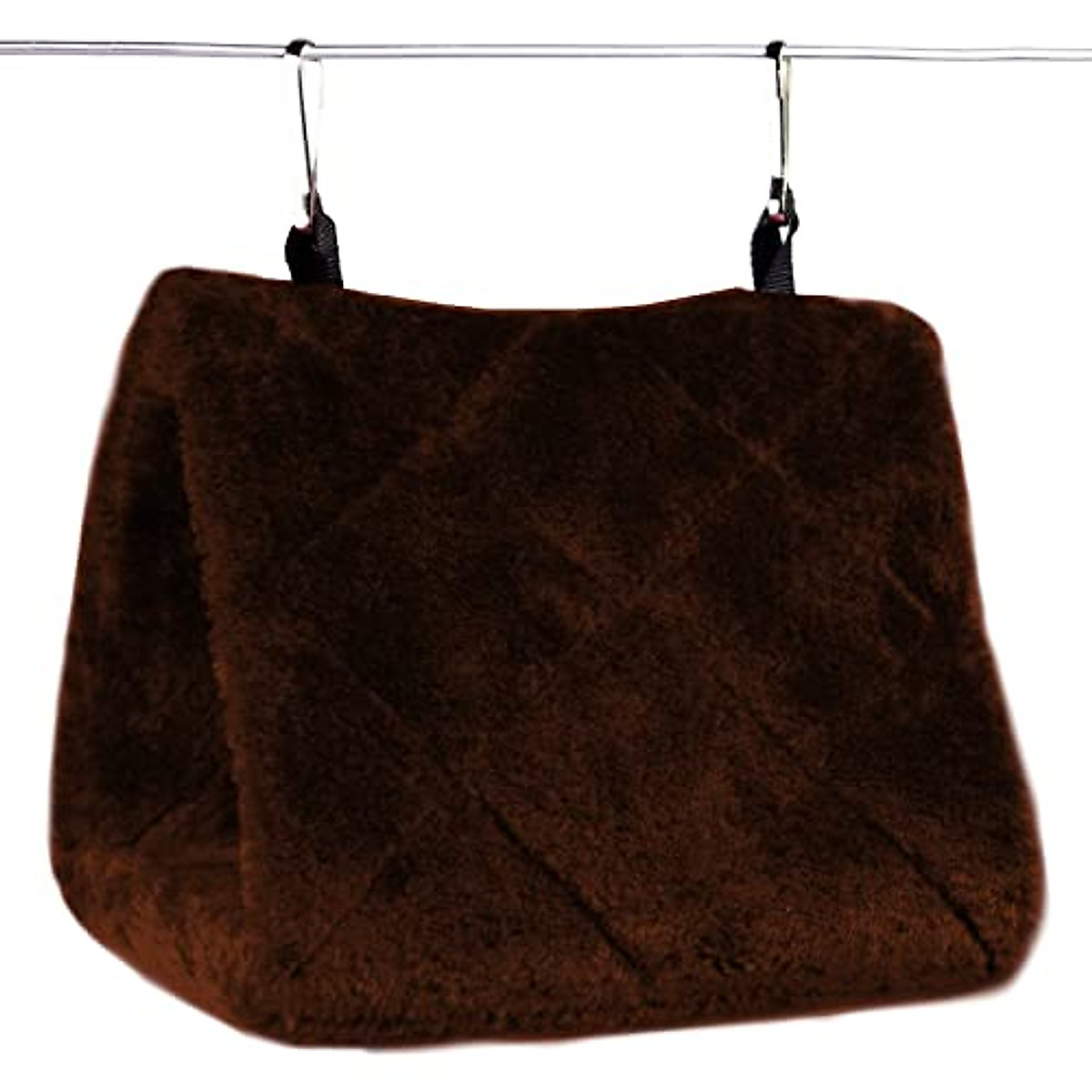 Miayaya Winter Warm Bird Nest House Shed Hut Hanging Hammock House Snuggle Plush Fluffy Finch Cage for Hamster Budgies Parakeet Cockatiel Cockatoo Lovebird Parrot 9.45 x 5.9 x 7.08 inch (Dark Coffee)