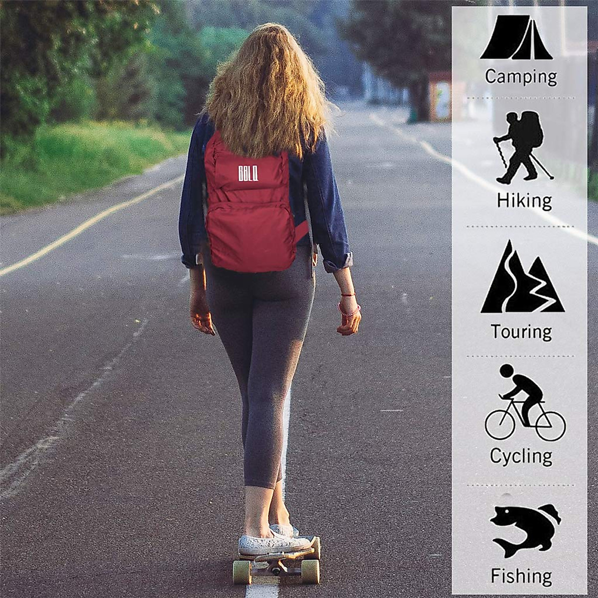 GBLQ PLUS Packable Backpack 35L Ultra Lightweight, Water Resistant Foldable Daypack for Travel, Hiking, Camping - 2 Packs (Blue + Red)