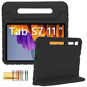 Kids Case for Samsung Galaxy Tab S7/S8 11" (2020/2022), Techcircle Handle Stand Lightweight EVA Foam Bumper Protective Rugged Drop Protection Child Proof Cover for Galaxy Tab S8/S7 SM-X700/T870, Black