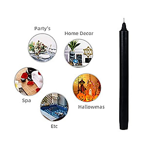 Zest Candle, 10-Inch, Black Straight 12-Piece Taper Candles, Size: 7/8" Diameter x H, Count