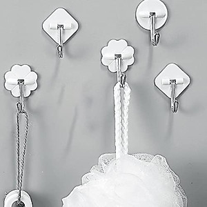 kiskick 12Pcs Wall Hooks Self-Adhesive Clothes Tableware Towel Organizer Hooks for Home Bathroom Kitchen C