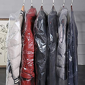 Garment Bags：Cabilock 50 pcs 60 x 100cm Clear Garment Bag Clothing Cover Hanging Clothes Suit Dress Jacket Cover Dry Cleaning Bags for Clothes, Home Storage, Travel