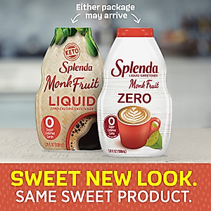 SPLENDA Monk Fruit Liquid Zero Calorie Sweetener Drops, 3.38 Fl Oz Bottle (Pack of 1)