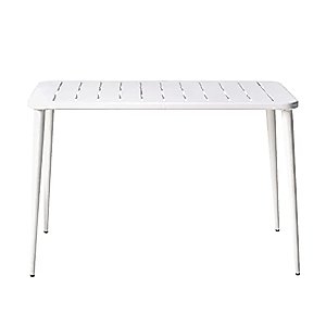 Lisuden Patio Bistro Metal Dining Table, Outdoor Steel Square Table for 4 Person, 47.2" Lx23.6 Wx30 H, Furniture Table for Backyard, Garden, Lawn and Porch (White)
