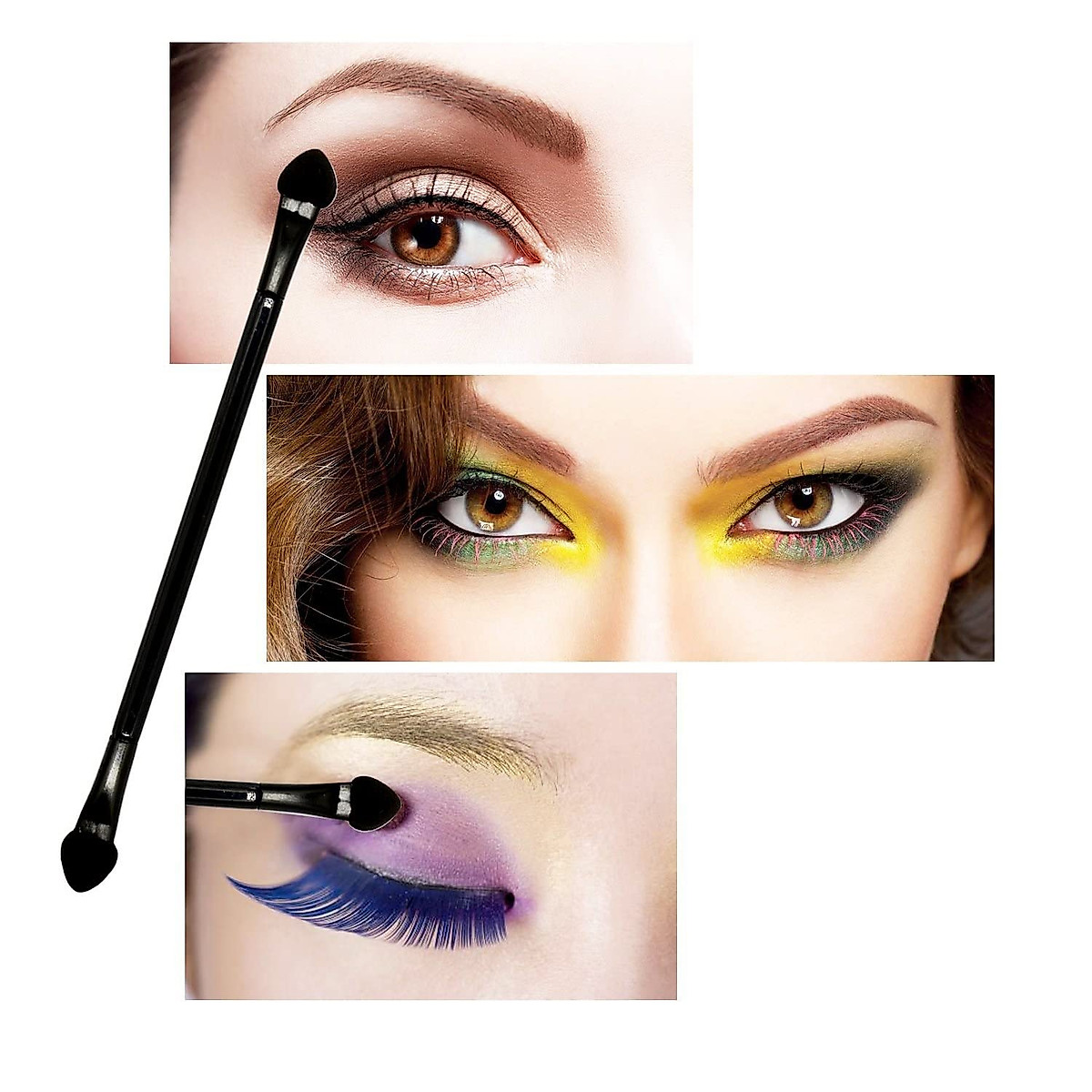 Professional Double Head Eyeshadow Brushes Cosmetic Tool - TygoMall 30 Pcs Disposable Dual Sides Eyeshadow Sponge Brushes Makeup Applicator, with 12 cm Long Handle, Black