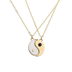 LUX ACCESSORIES Ying Yang Twins Emoji symbol BFF Pendent Friendship Necklaces Gift for Friends (Gold)