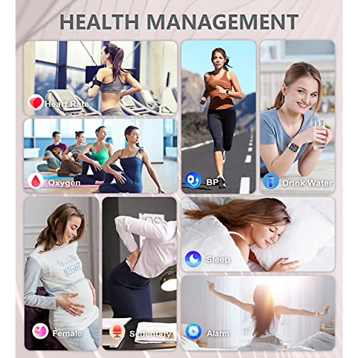 Betatree Smart Watch for iPhone Android, Smart Watches for Women(Call Receive/Dial), 1.85" Waterproof Fitness Tracker with AI Voice Control Heart Rate Sleep Monitor SpO2 Pedometer 20 Sport Modes, Pink