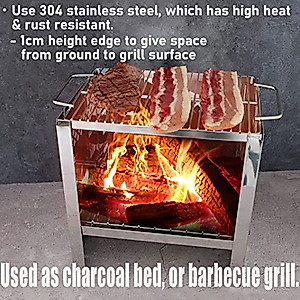 camping moon 304 Stainless Steel 9.6'' x 6.8'' Cooking Grill Grate Cooking Grid Cooking Grate B5-W