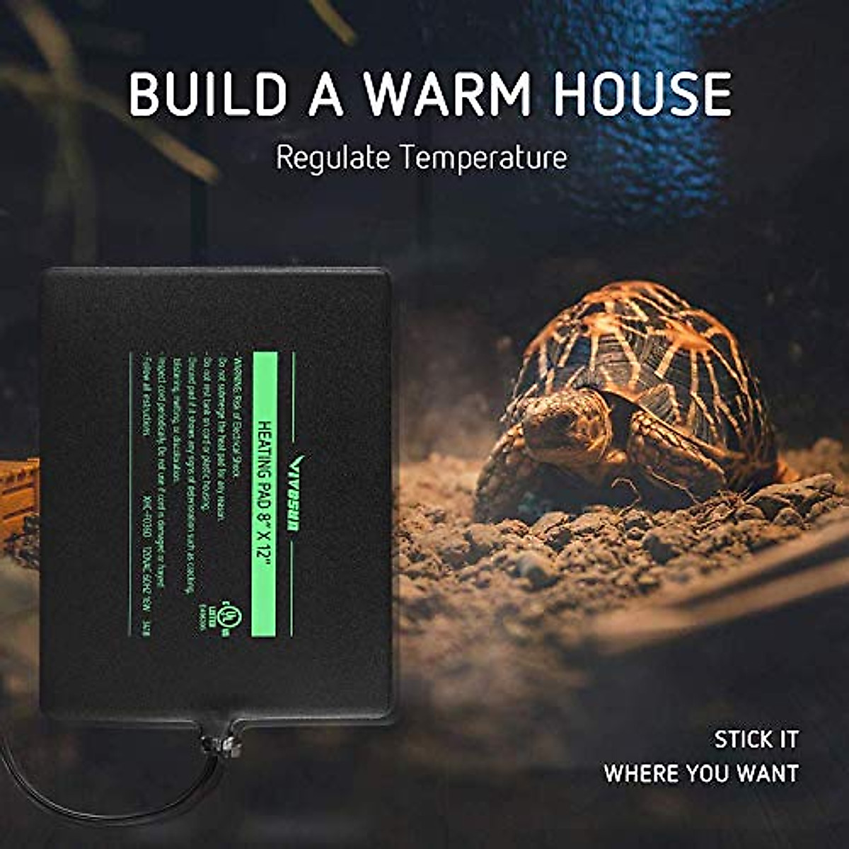 VIVOSUN Reptile Heating Pad 6x8 Inch with Thermostat Combo Under Tank Terrarium Heating Mat Waterproof for Turtles, Lizards, Frogs, and Other Reptiles