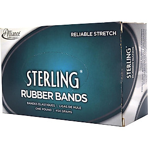 Alliance Rubber 24645 Sterling Rubber Bands Size #64, 1 lb Box Contains Approx. 425 Bands (3 1/2 x 1/4-Inches, Natural Crepe)