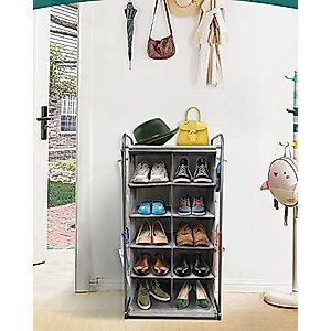 MULISOFT Shoe Cubby, Stackable Shoe Cubby Storage with 8 Pockets, 10-Cube Shoe Organizer Cubby with Top Storage and Handle, Shoe Rack for Closet, Small Space, Entryway, Bedroom, Dorm
