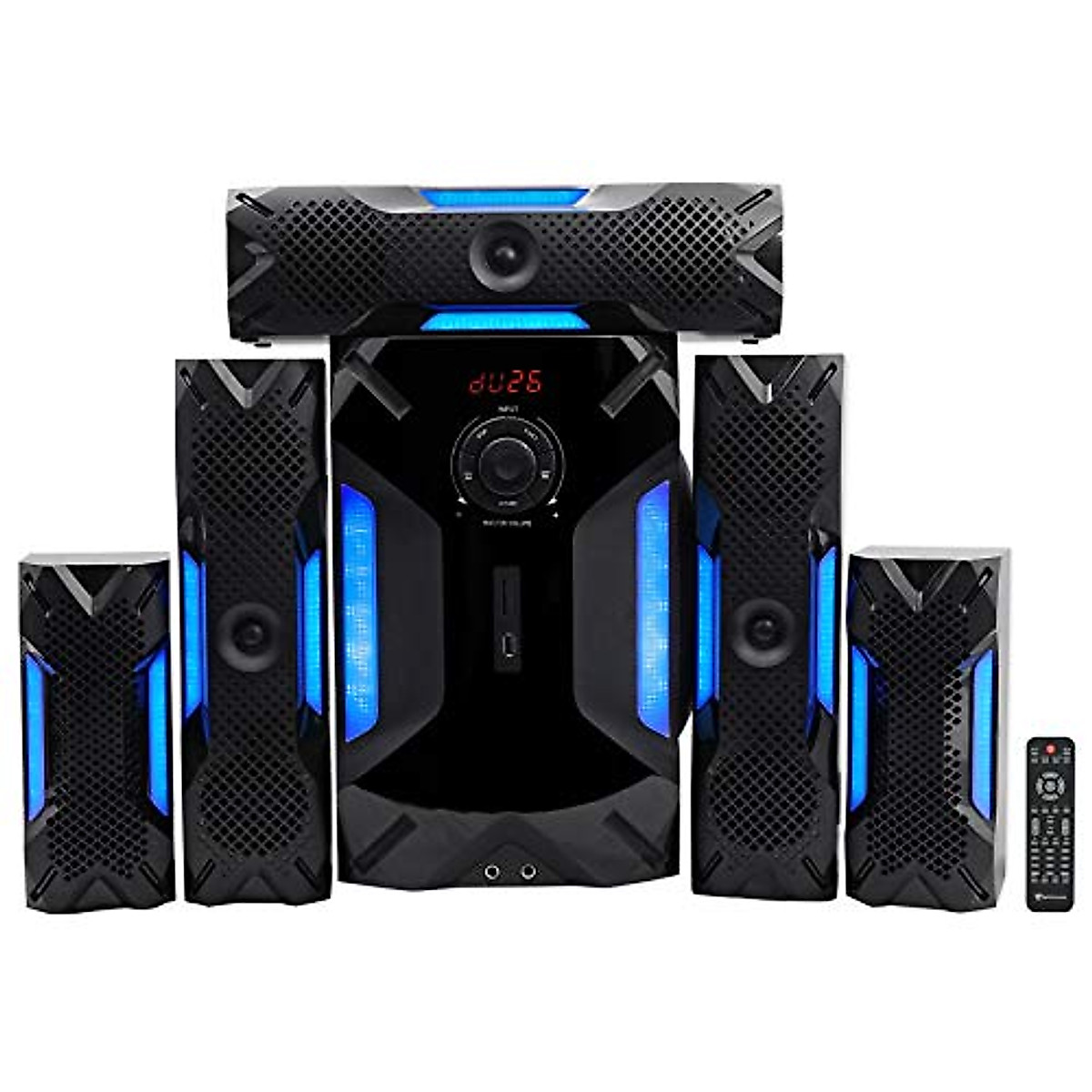 Rockville HTS56 1000w 5.1 Channel Home Theater System/Bluetooth/USB+8" Subwoofer, Black