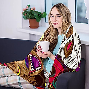 Halloween Horror Monsters Seamless Pattern Prints Soft Warm Cozy Blanket Throw for Bed Couch Sofa Picnic Camping Beach, 150×100cm