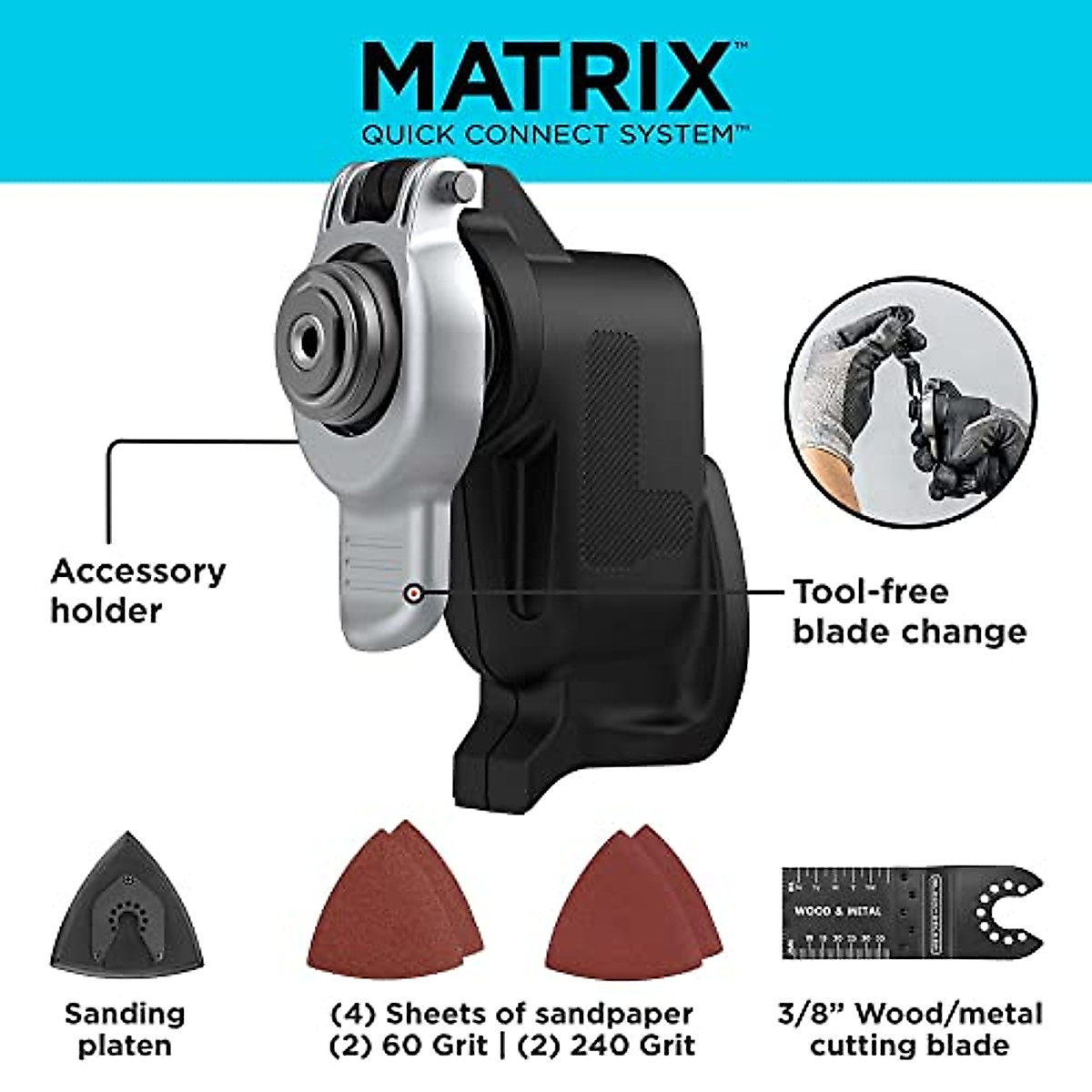 BLACK+DECKER MATRIX Oscillating Multi Tool Attachment with Storage Case (BDCMTOSTFF)