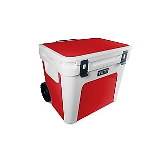 MightySkins Skin Compatible with Yeti Roadie 60 Wheeled Cooler - Solid Red | Protective, Durable, and Unique Vinyl Decal wrap Cover | Easy to Apply, Remove, and Change Styles | Made in The USA
