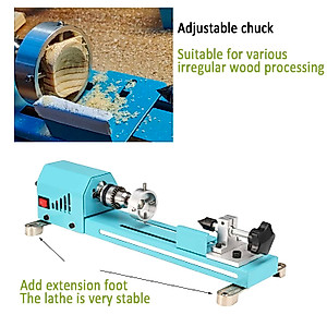 Mini Lathe Wood Lathe Machine Multi-Purpose Type Lathe Milling Cutting Grinding Polishing Professional Table Top Lathe Tool Kit