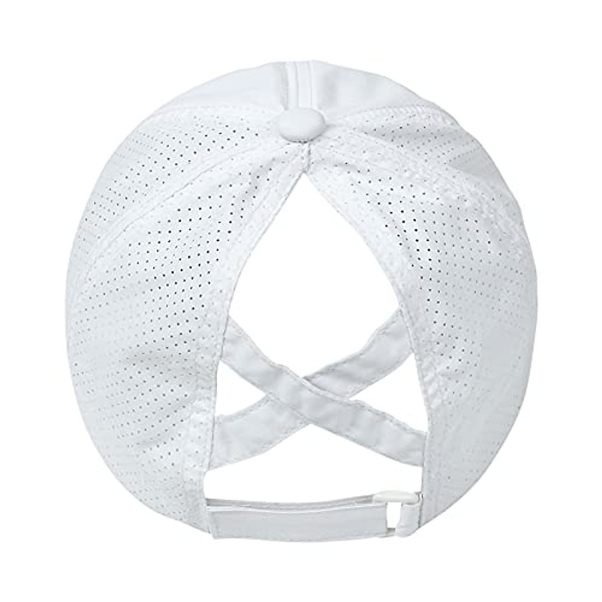 HGGE Womens Criss Cross Ponytail Baseball Cap Adjustable High Messy Bun Ponycap Trucker Hats Quick Drying Mesh Dad Hat for Outdoor Sports Travel White
