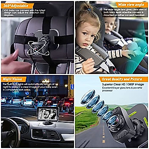 DoHonest Baby Car Camera HD 1080P with Display - Infant Safety Seat Baby Car Mirror for Rear Facing 5 Mins Easy Installation Night Vision V33