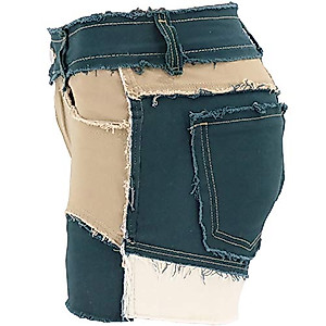 Shorts for Women, Women's Pocket Splicing Jeans Denim Pants Female Hole Bottom Casual Shorts(Green, XL)